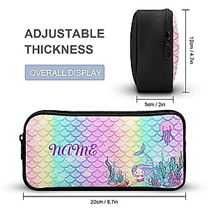Mrokouay Mermaid Fish Scale Rainbow Custom Backpack for Boys Girls Add Your Name Personalized Backpack 3 Piece Set Customization Book Bag with Lunch Bag and Pencil Case