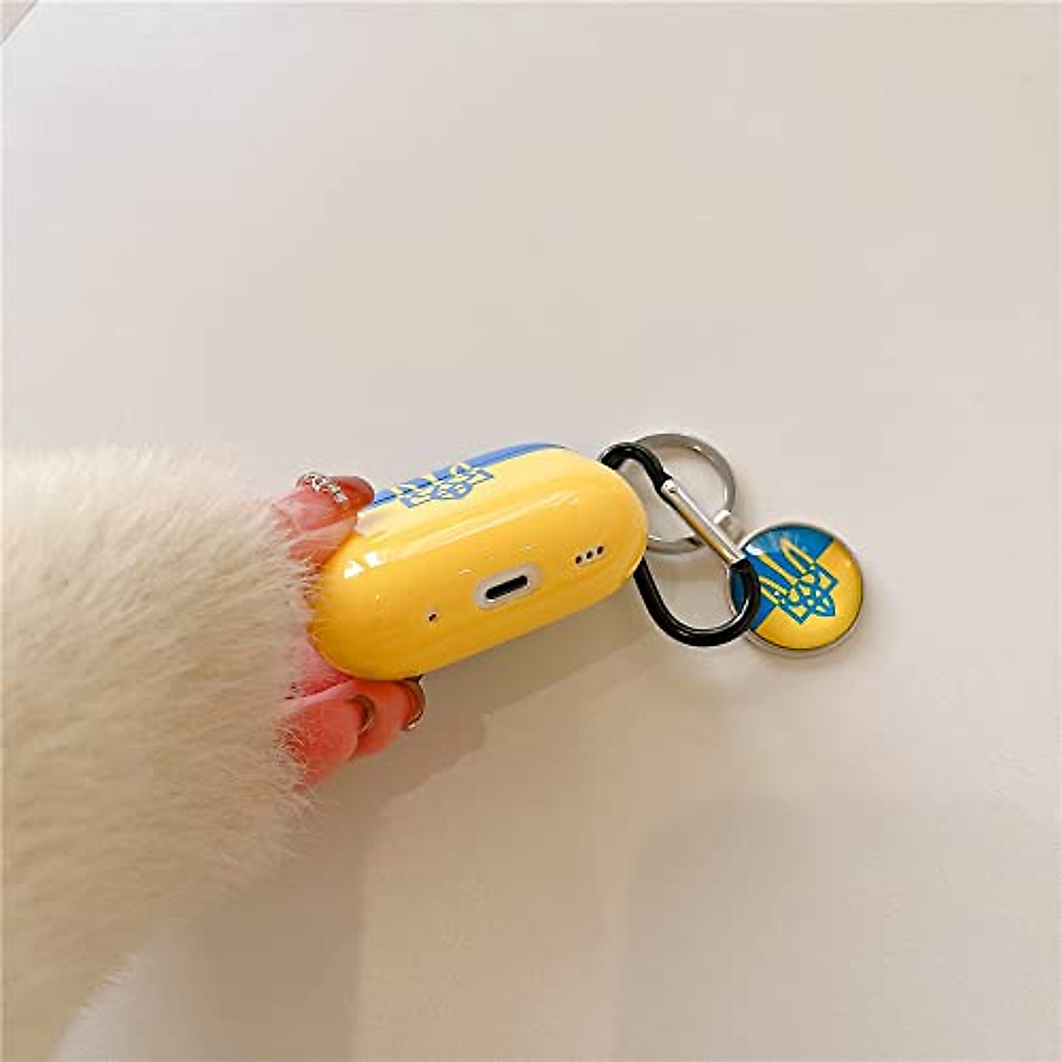 Compatible Airpod pro 2 Generation Protective Cover, Ukraine Cool Skin Design, 3D Cute Style Skin, Silicone Keychain Accessories Protective Cover for Men and Women Airpod pro 2 case (Flag of Ukraine)