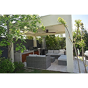 Matthews IR3H-BW-MWH-60 Irene Indoor/Outdoor Damp Location 60" Hugger with Remote & Wall Control, 3 Solid Wood Blades, Barnwood