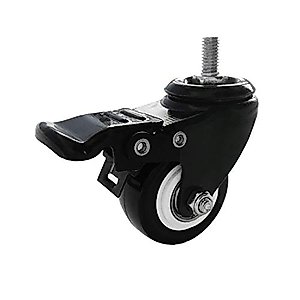 VWINDESK 2 inch M8(0.315'' Φ) 15mm Threaded Locking Caster Wheels, Set of 4, Swivel, Polyurethane PU Swivel Ball Casters with 360 Degree Top Plate 220lb Total Capacity, Brake, Used for Standing Desk