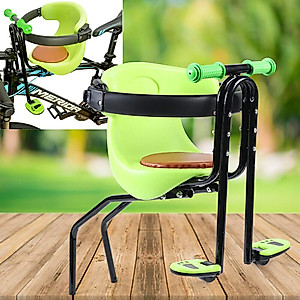 RENVIERY Bicycle Bike Front Seat,Bicycle Baby Seat Kids Child Safety Carrier Front Seat Saddle Cushion with Pedal,Carrier Up to 30KG,Fit for Mountain Bike、Road Bike