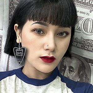 Women Earrings Ouija Board Planchette Earrings Flatback Black Glitter Resin Dangle Charms Fashion Goth Drop Earrings For Women Jewelry French Ear Hooks Gift 1Pair(Black)