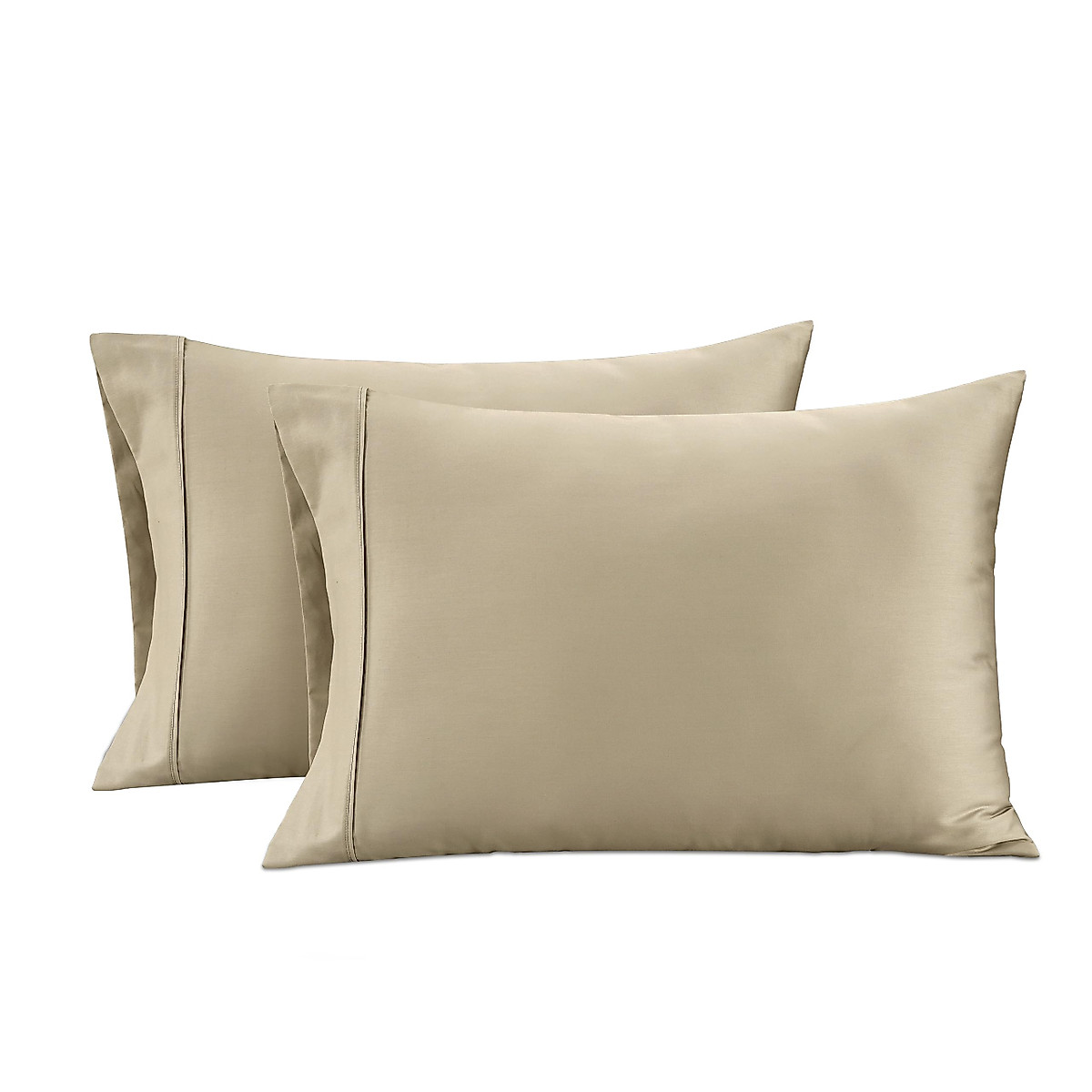 100% Organic Cotton Twin Sheet Set & Standard Pillowcases Set of 2 Combo- 300 Thread Count Long Staple Cotton Sheets,3 Pc Twin Size Sheets & Standard Pillowcases, Sateen Sheets, Breathable - Tan