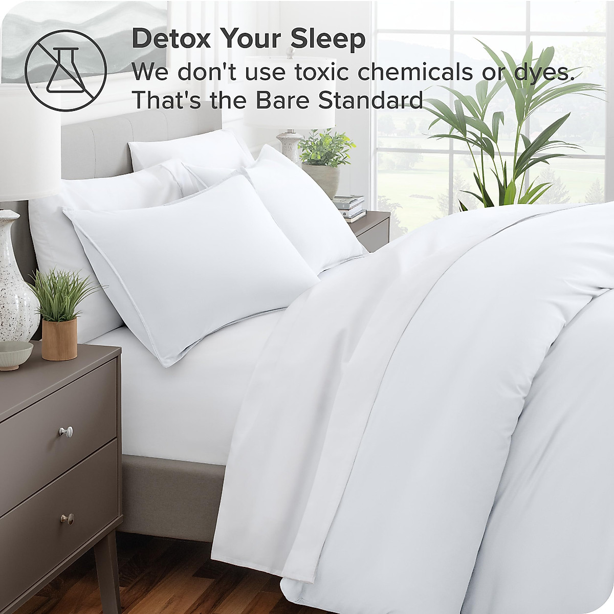 Bare Home Bedding Duvet Cover Twin/Twin Extra Long Size - Premium 1800 Super Soft Duvet Covers Collection - Lightweight, Cooling Duvet Cover - Soft Breathable Bedding Duvet Cover (Twin/Twin XL, White)