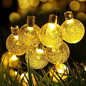Hann Solar String Lights, 20ft 30 LEDs Crystal Ball 8 Working Modes Waterproof Outdoor String Lights Solar Powered Globe Fairy String Lights for Garden, Yard, Home, Landscape,Christmas Party