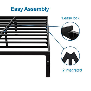 AUTSTA Full Size Bed Frame No Box Spring Needed,Bed Frame Full Size Esay Assembly, Heavy Duty Metal Bed Frame Full Size with Storage,Full Platform Bed Frame Noise Free
