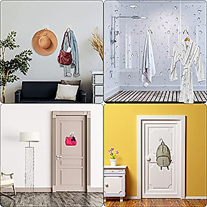 Diesisa Adhesive Hooks Wall Hooks for Hanging 6 Pack, Double Hanger Hooks for Robe Towel Coat Hooks in Bathroom Kitchen Sticky Hooks