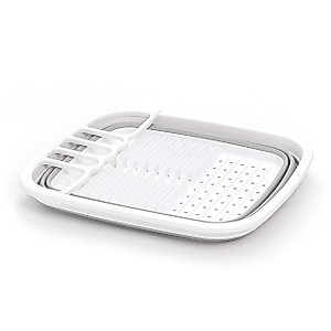 SAMMART 8L (2.11Gallons) Collapsible Dish Drainer - Foldable Drying Rack - Portable Dinnerware Organizer - Space Saving (White/Grey, 1)