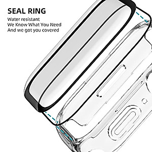 OXWALLEN Waterproof Case fit for Apple Watch Series 8/7 45mm with Bulit-in 9H Tempered Glass Screen Protector, Rugged Protective [Anti-Fog ] [Full Coverage] [Touch Sensitive] Case for iWatch, Clear
