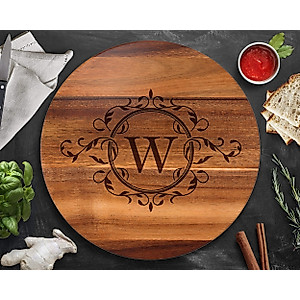Lazy Susan Turntable, Engraved with Your Initial, Large 16" or 18” Wood Lazy Susan, Family Name Gifts, Laser Etched Wood