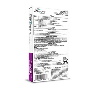 TevraPet Actispot II Flea Treatment for Small and Medium Cats 5-9 lbs | 6 Doses | Powerful Prevention and Control, Clear