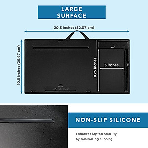 LapGear Ergo Pro Lap Desk with 20 Adjustable Angles, Mouse Pad, and Phone Holder - Black - Fits up to 15.6 Inch Laptops and Most Tablets - Style No. 49408