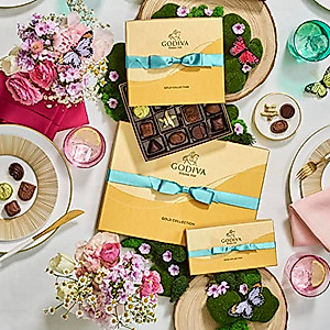 Godiva Chocolatier Assorted Chocolate Gift Box - Assorted Dark, Milk, White, Raspberry, Caramel, and Chocolate- Blue Ribbon Classic Gold Box - 36 pieces