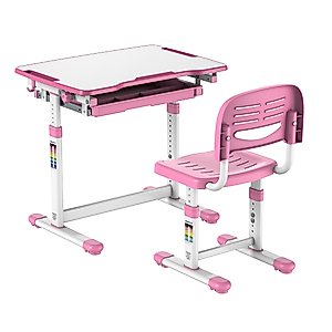 Mount-It! Kids Desk and Chair Set, Height Adjustable Sturdy, Girl Desk, Kids Art Desk, Kids Study Desk and Chair Set for Boys, Home School, Drafting Desk, Ergonomic Childrens Storage Drawer Pink