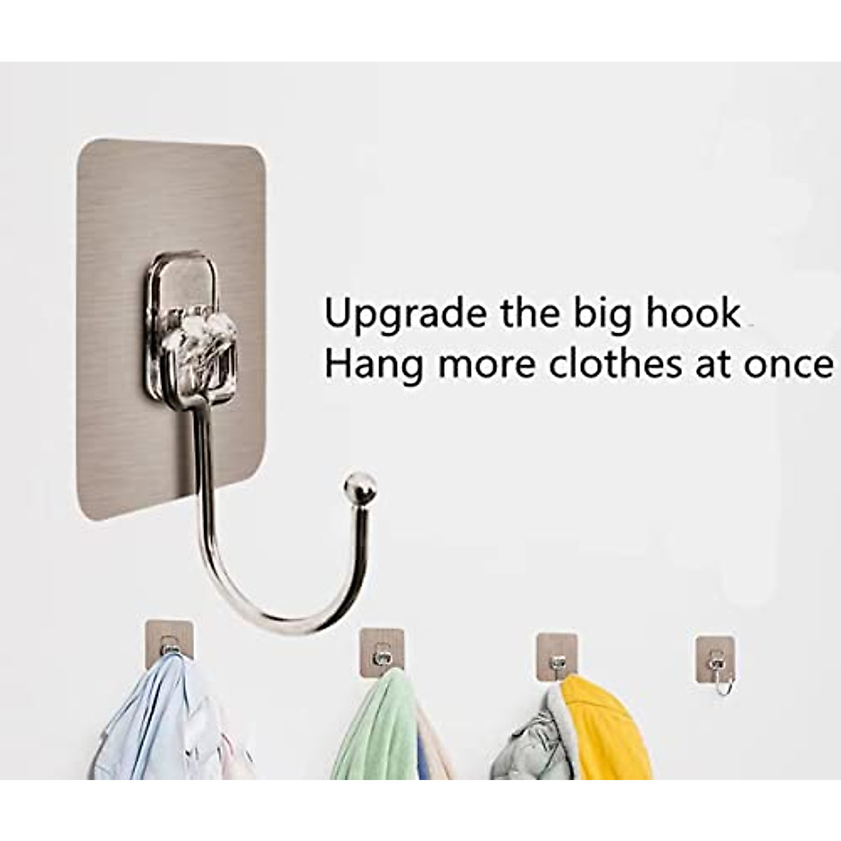Alayaglory Large Adhesive Hooks 22Ib(Max),Waterproof and Rustproof Wall Hooks for Hanging Heavy Duty,Stainless Steel Towel and Coats Hooks to use Inside Kitchen Bathroom Home Office 8 Pack