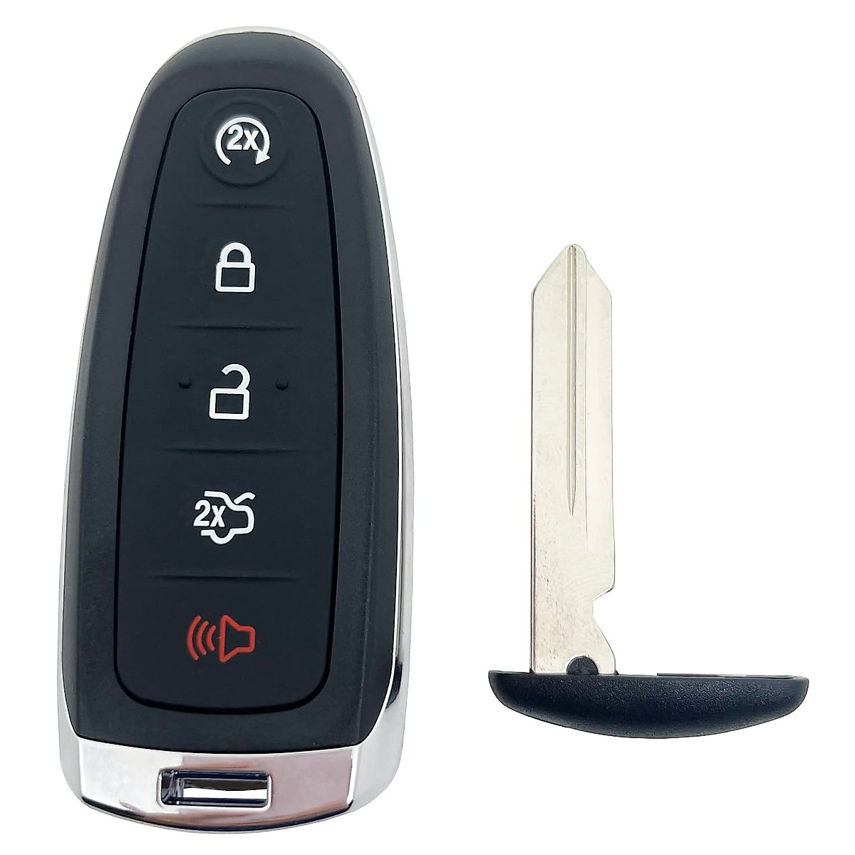 Replacement Key Fob Case Shell Fit for Ford Edge Escape Explorer Focus Flex Taurus Fusion Keyless Entry Smart Remote Key Fob Cover Casing with Uncut Blade Blank (Black)