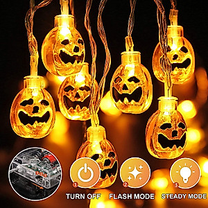 2 Pack Halloween Decoration Pumpkin String Lights, 9.8ft Total 40 LED Battery Operated 3D Halloween Light, Outdoor Decorative Lights for Patio, Garden, Gate, Yard, Halloween Christmas Decoration