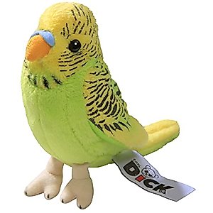 Carl Dick Budgerigar Green with Yellow, 5 inches, 13cm, Plush Toy, Soft Toy, Stuffed Animal 2823004