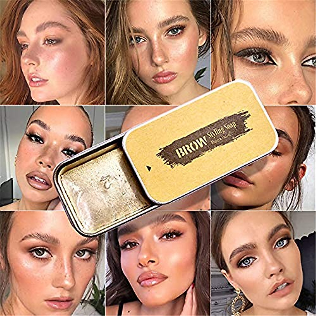 Eyebrow Soap Kit,brow pomade,eyebrow gel clear,Brows Styling Soap,Long Lasting Waterproof Smudge Proof Eyebrow Styling Pomade for Natural Brows (01)