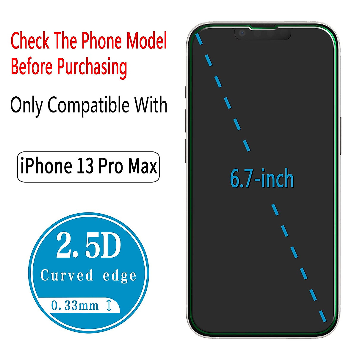 Bencuku (2 Pack) by HPTech Tempered Glass for iPhone 13 Pro Max 6.7-inch Screen Protector, 9H Hardness, Anti-Scratch, Bubble Free, Case Friendly