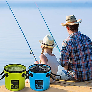 AUTODECO Collapsible Bucket 5 Gallon Container Folding Water Bucket Portable Wash Basin for Camping Fishing Travelling Outdoor Gardening Car Washing Blue 1Pcs 20L