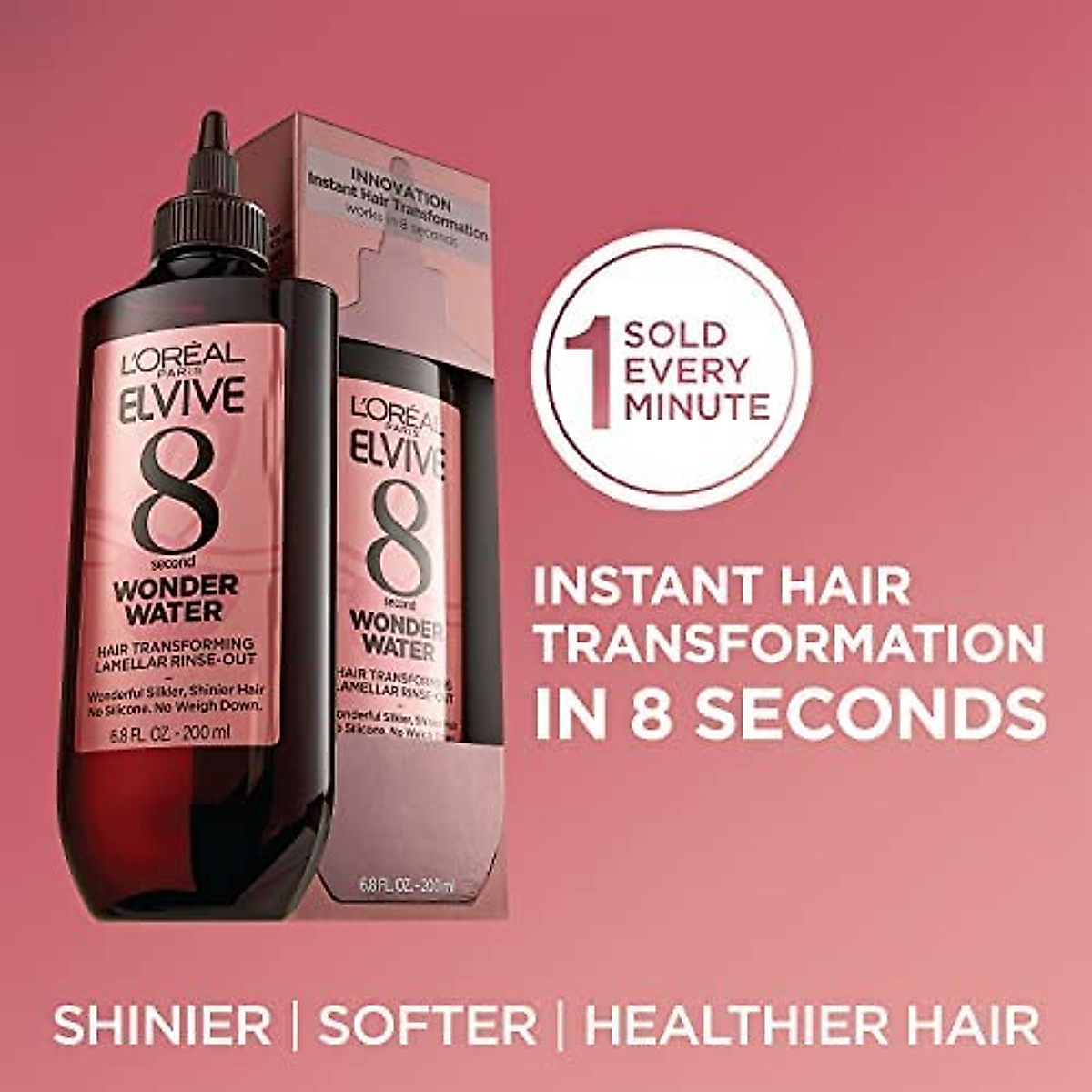 L’Oreal Paris Elvive 8 Second Wonder Water Rinse, Repairing Lamellar Treatment for Damaged Hair, 6.8 FL; Oz