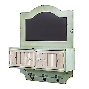 Nearly Natural 7030 Vintage Doors & Hooks Chalkboard Wall Organizer, 21.5",Light Green