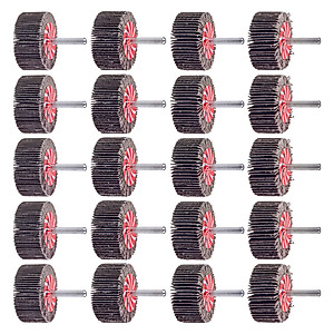 20 Pack Abrasive Flap Wheel Sander Set, Mixflor 2”X 1” X1/4” Shank Flap Wheels–5 Pcs of Each 60 80 120 and 240 Grits Aluminum Oxide Flap Wheel Sander for Drill