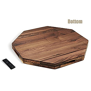 MAGIGO 26 Inches Extra Large Octagonal Black Walnut Wood Ottoman Tray with Handles, Serve Tea, Coffee Classic Wooden Decorative Serving Tray