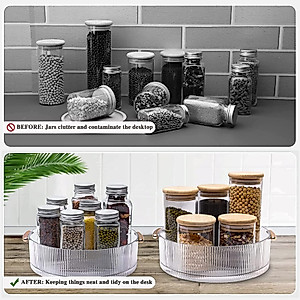 KULVGDA Lazy Susan Organizer,9 Inch Clear Plastic Lazy Susan Turntable for Cabinet Table Spice Rack,360 degree Rotating Round Lazy Susans Makeup Organizer for Countertop,Pantry,Refrigerator, Bathroom