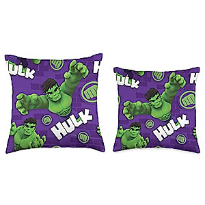 Marvel Spidey and His Amazing Friends Hulk Print Throw Pillow, 16x16, Multicolor