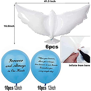 20 Pieces Blue Memorial Balloons,Biodegradable Funeral Remembrance Balloons and 6 Pieces 41.3 Inch Dove Balloons for release to Celebrate life, Bereavement, Condolences, Anniversary services