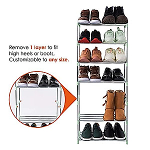 Xerhnan 4-Tier Stackable Small Shoe Rack, Lightweight Shoe Shelf Storage Organizer for Entryway, Hallway and Closet (green)