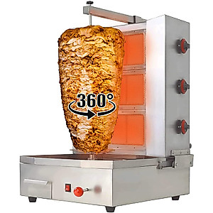 Li Zhen 3 Burners Shawarma Machine Commercial Chicken Shawarma Machine Gyro Grill Rotating Kebab Machine for Commercial Kitchen Use, Silver,41.9 lbs.