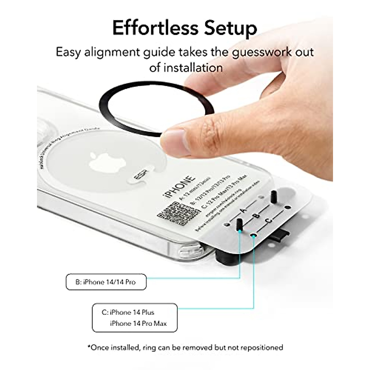 ESR HaloLock Universal MagSafe Ring, Magnetic Wireless Charging Conversion Kit, MagSafe Sticker, Compatible with iPhone 14/14 Plus/14 Pro/14 Pro Max/13/12 Series, Galaxy S22, 2 Pack, Black and Silver