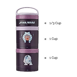 Whiskware Star Wars Stackable Snack Containers for Kids and Toddlers, 3 Stackable Snack Cups for School or Travel, Ashoka and R2D2