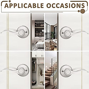 Probrico 4 Pack Dummy Door Lever Door Handle for Left Hand and Right Hand, Wave Style French Door Handle with Satin Nickel Finish, Single Side Non-Turning Dummy for Laundry Room, Hallway, Closet