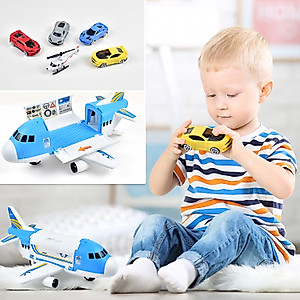 Tuko Transport Cargo Airplane Car Toy Play Set for 3+ Years Old Boys and Girls(Blue)