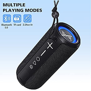 LENRUE Bluetooth Speaker, Portable Wireless Speaker, Waterproof Outdoor Speakers with Light,HiFi Stereo Sound, 24H Playtime,Gift for Men and Woman to Beach,Pool, Bike, Shower