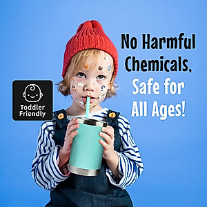 K KICHUZL 2 Pack 12oz Stainless Steel Kids Tumblers with Straws and Lids BPA Free Sippy Cups for Toddlers Spill Proof Kids Smoothie Cups