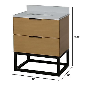 Kitchen Bath Collection Mia 30-inch Bathroom Vanity: Includes Blonde Wood Cabinet with Matte White Countertop and White Ceramic Sink