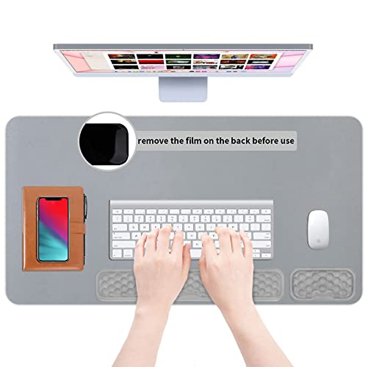 Giecy Keyboard Wrist Rest,Keyboard Pad Upgrade Enlarge Gel Memory Foam Set Keyboard Rest Cushion Support for Office, Computer Laptop Comfortable Lightweight for Easy Typing Pain Relief, Grey