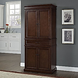 Crosley Furniture Parsons Traditional Pantry Storage Cabinet with Shelves, Kitchen, Dining, or Laundry Room, Vintage Mahogany