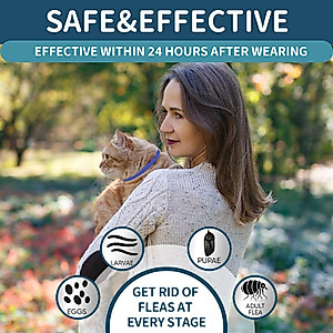 VICSOM 4 Pack Cat Flea Collar - Adjustable, Waterproof Flea and Tick Prevention for Cats and Kittens - 32 Months Protection - Flea and Tick Treatment - Blue