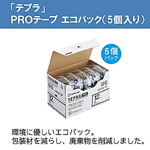 King Jim SS12K-5P Tepra PRO Tape Cartridge, 0.5 inches (12 mm), 5 Pieces, White