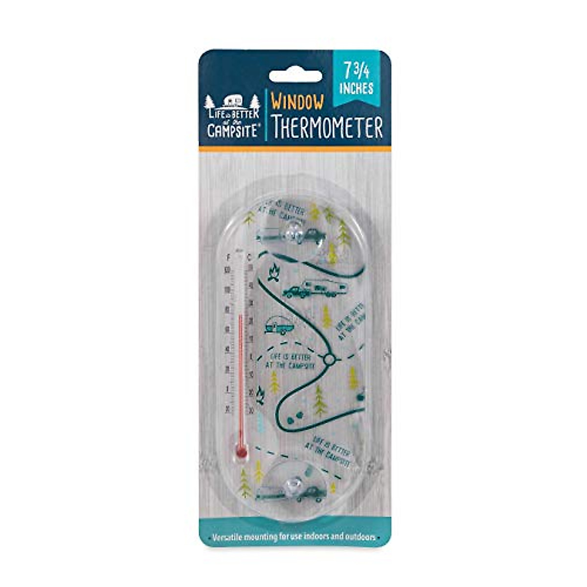 Unknown 53367 Life is Better at The Campsite Window Thermometer RV Map Design - Displays Both Fahrenheit and Celsius Temperatures - Allows for Easy Mounting to Any Glass Surface
