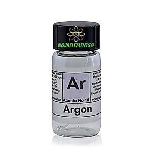 Argon Gas Element 18 Ar, Sample 99.9% in Mini ampoule and Glass ampoule with Label
