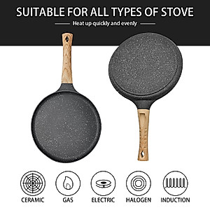 JUSTUP 11 Inch Nonstick Skillet Pan, Aluminum, Electric Stovetop Compatible, Suitable for Pancakes, Tortillas, Omelette, Egg Pan