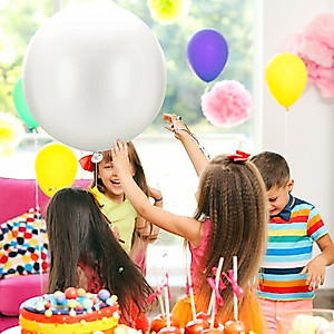 Charnoel 18 Pack 24 Inch Balloons Large Latex Balloons 36 Inch 18 Inch Giant Round Balloons Big Macaron Balloons for Wedding Birthday Party Baby Shower Decorations (White)