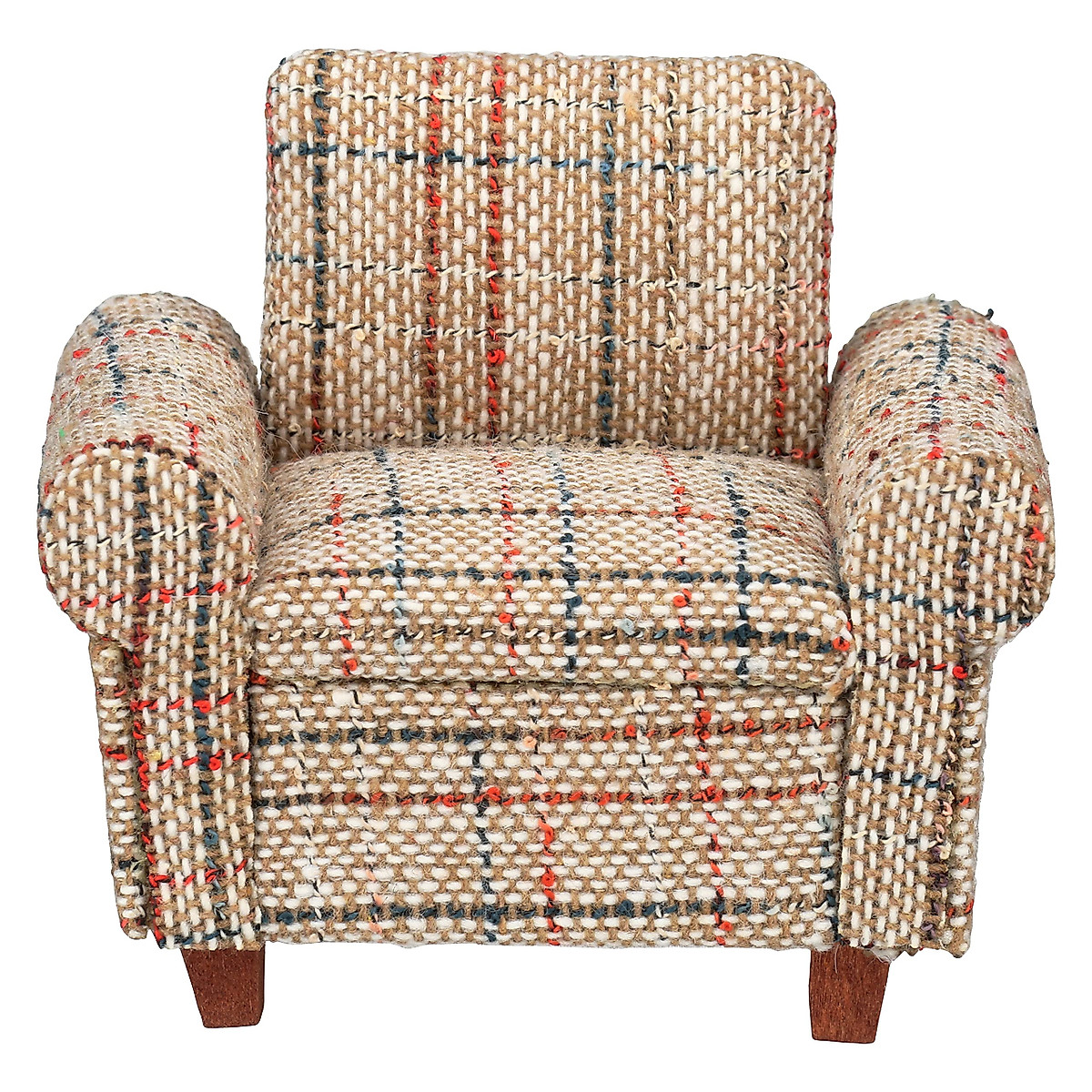 Dollhouse Sofa Armchair Upholstered, Miniature Living Room Furniture Chair, Fabric, Accessories for 6 inch Dolls, 1/12 Scale